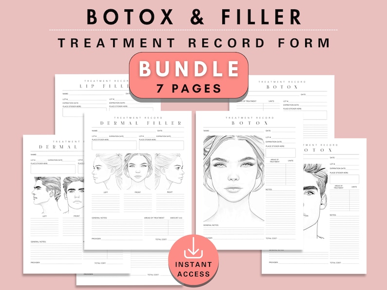 Botox and Dermal Filler Patient Treatment Record Form Bundle ...