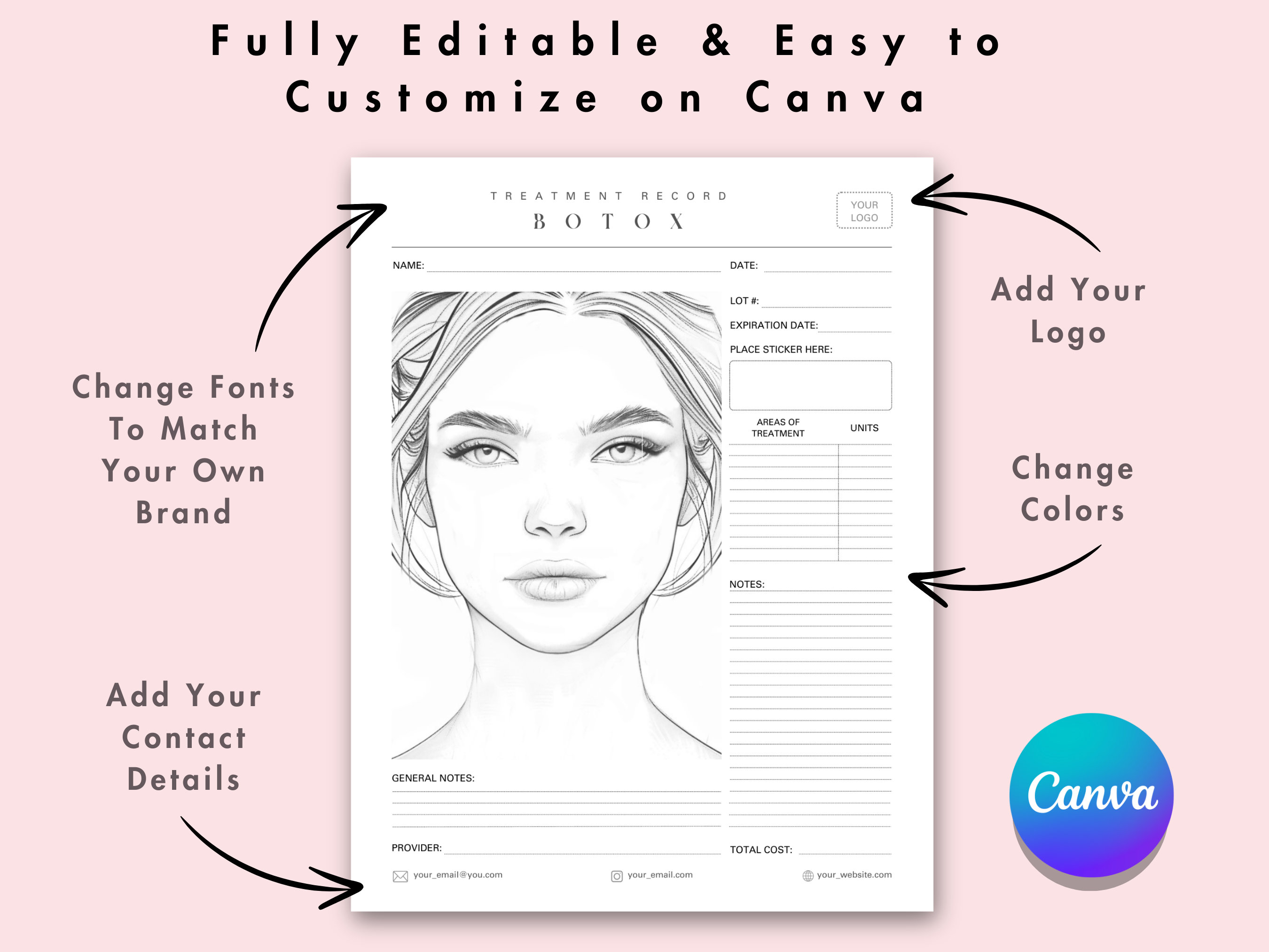 Editable Botox Template Client Notes Form Nurse Injector Neurotoxin ...