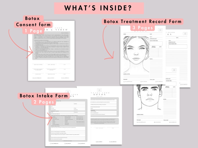 Botox Forms Bundle Canva Template Neurotoxin Client Intake Consent ...