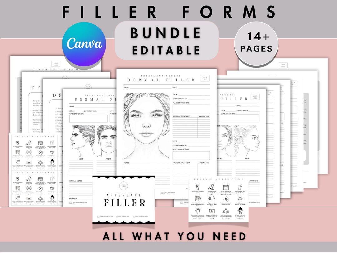 Editable Dermal Filler Form Bundle Canva Template Informed Consent ...