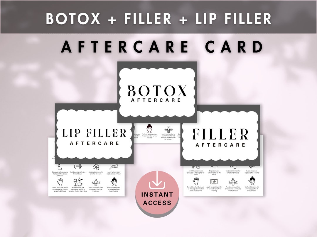 Botox Filler and Lip Injection Aftercare Card Patient Pre Post Care ...