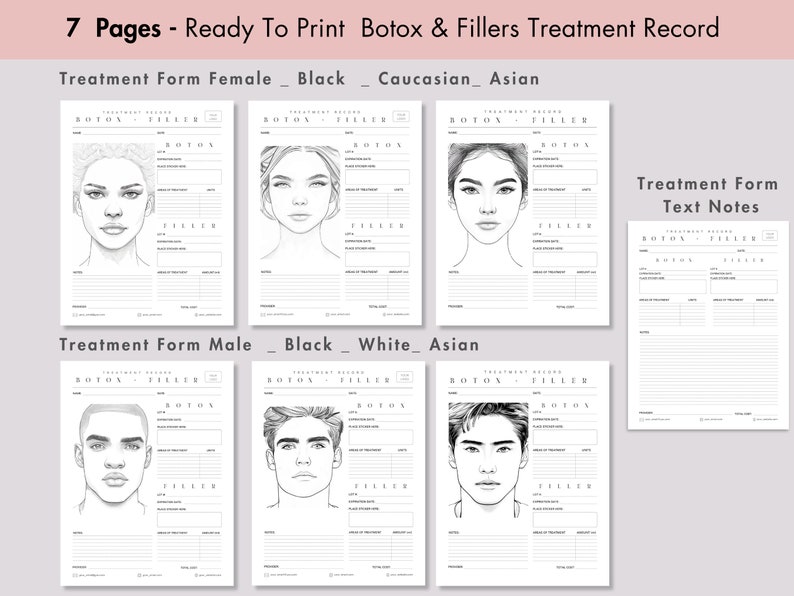 Editable Botox and Dermal Filler Treatment Record Canva Template Form ...