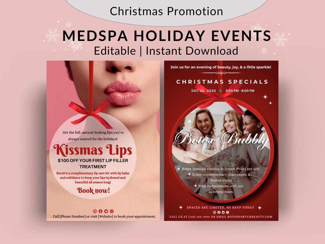 Medspa Christmas Promotion Flyer, Botox Party Invitation, Lip Filler ...