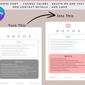 Editable Botox Aftercare Instructions Template Form, Medspa Injectable ...