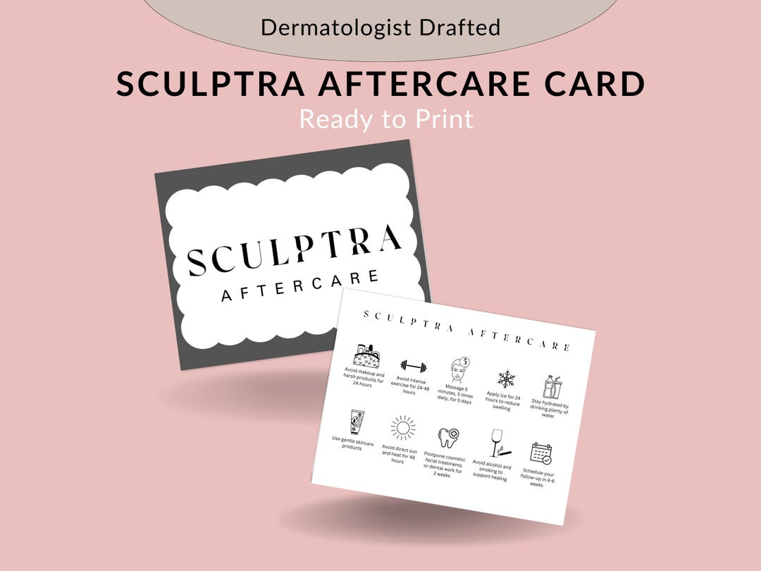 Sculptra Aftercare Instructions Card, Skincare Guide Pre Post Injection, Clients Treatment After ...