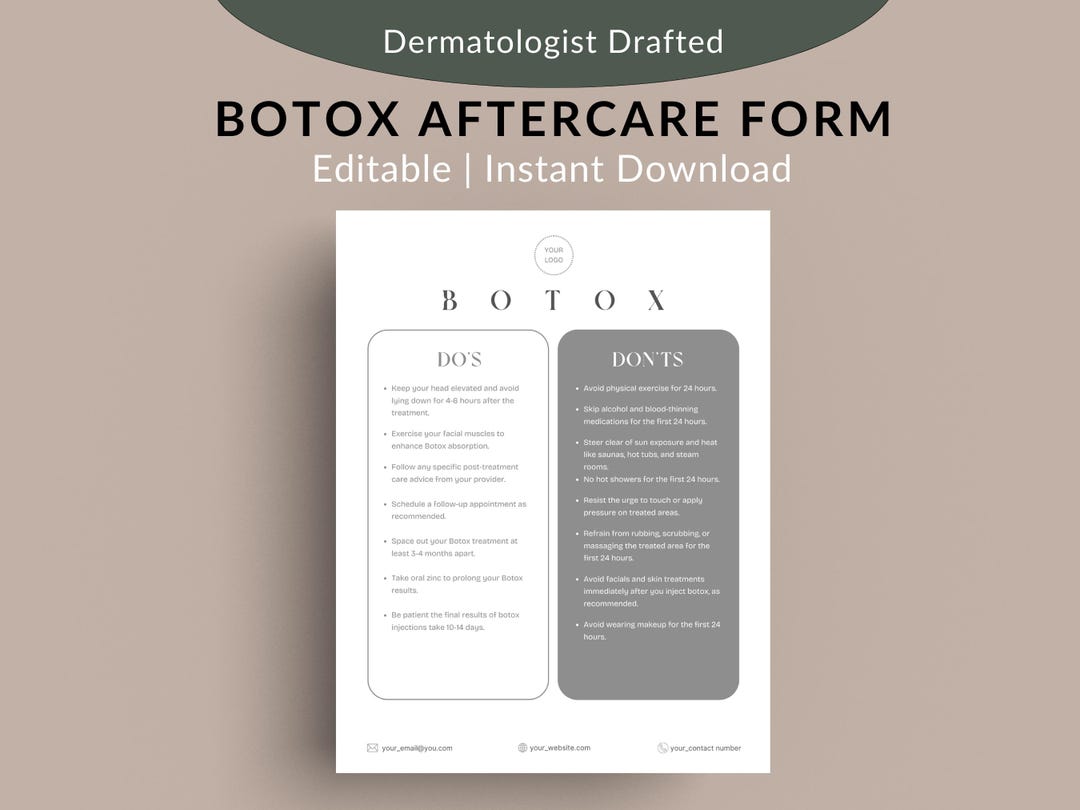 Editable Botox Aftercare Instructions Template Form, Medspa Injectable ...