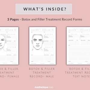 Botox and Dermal Filler Treatment Record Form, Nurse Injector Patient ...