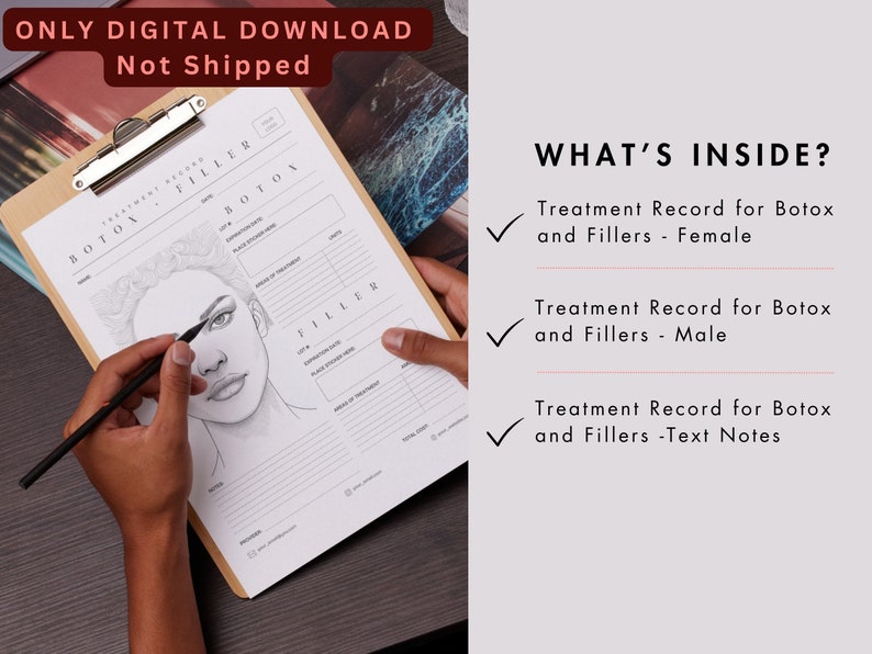 Editable Botox and Dermal Filler Treatment Record Canva Template Form ...