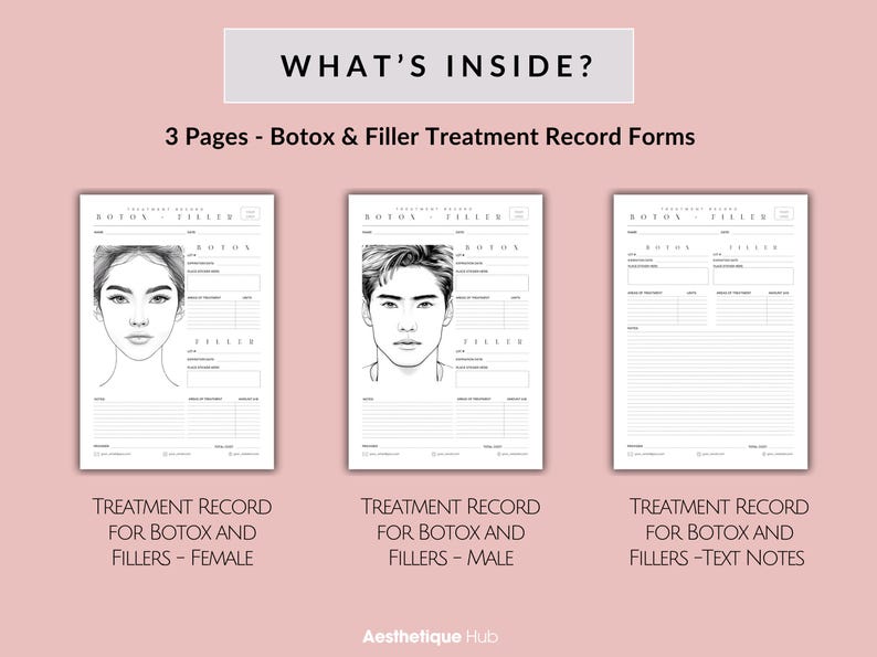 Editable Botox and Dermal Filler Treatment Record Form, Nurse Injector ...