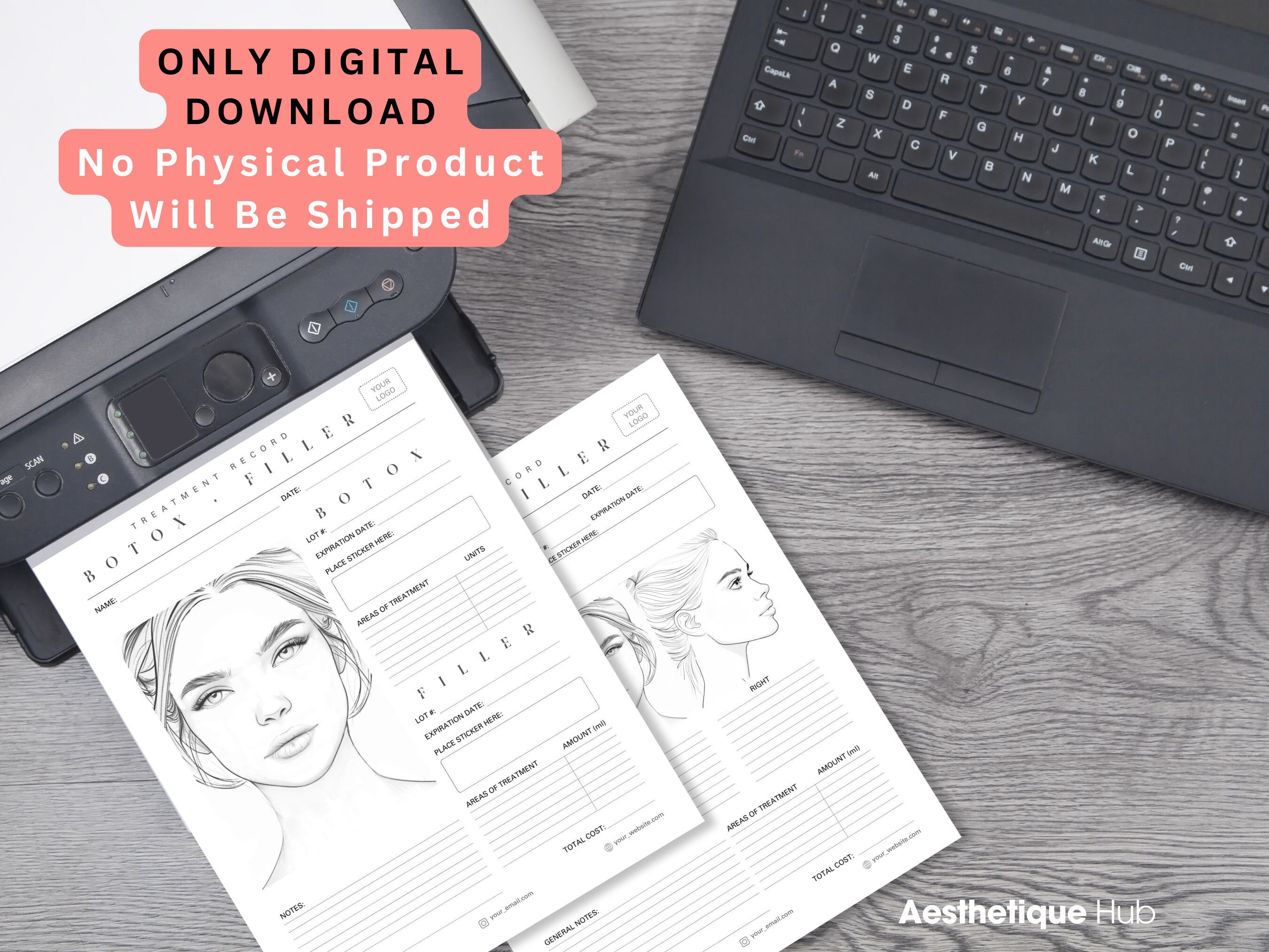 Editable Botox and Dermal Filler Treatment Record Template Form Bundle ...