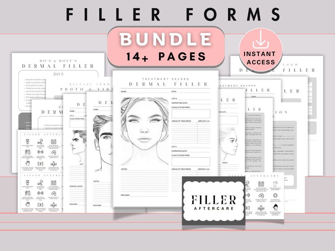 Filler Treatment Form Bundle Cosmetic Injection Client Intake Consent ...