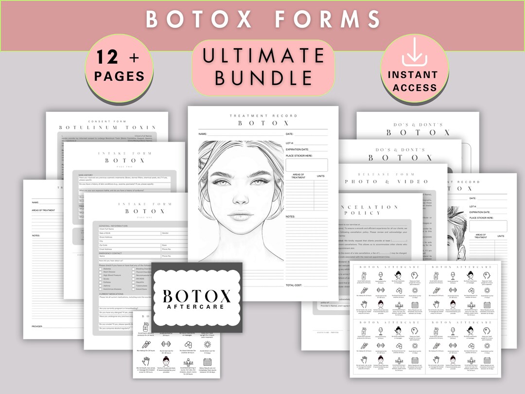 Botox Bundle Form Template Patient Treatment Face Record Client Intake ...