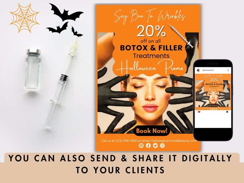 Halloween Medspa Botox Filler Promotion Template (canva Printable Flyer ...