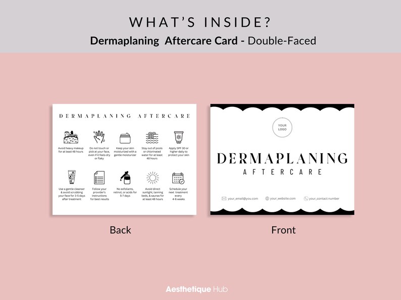 Editable Dermaplaning Aftercare Card, Facial Esthetician Clients Pre ...