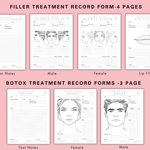 Editable Botox and Dermal Filler Treatment Record Template Form Bundle ...