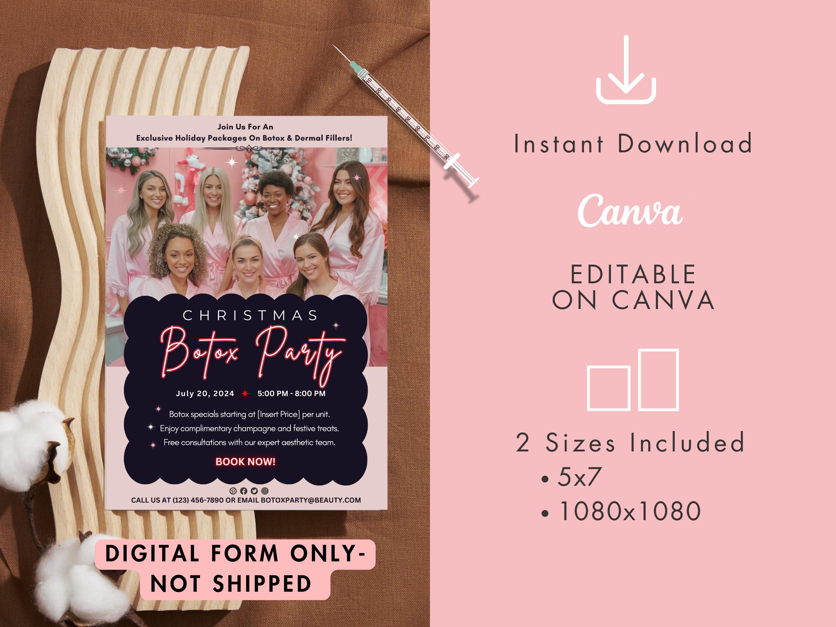 Editable Christmas Botox Party Invitation, Medspa Social Media Offers ...