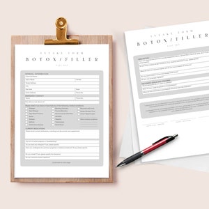 Botox and Filler Intake Form Template Aesthetic Injection Client Record ...