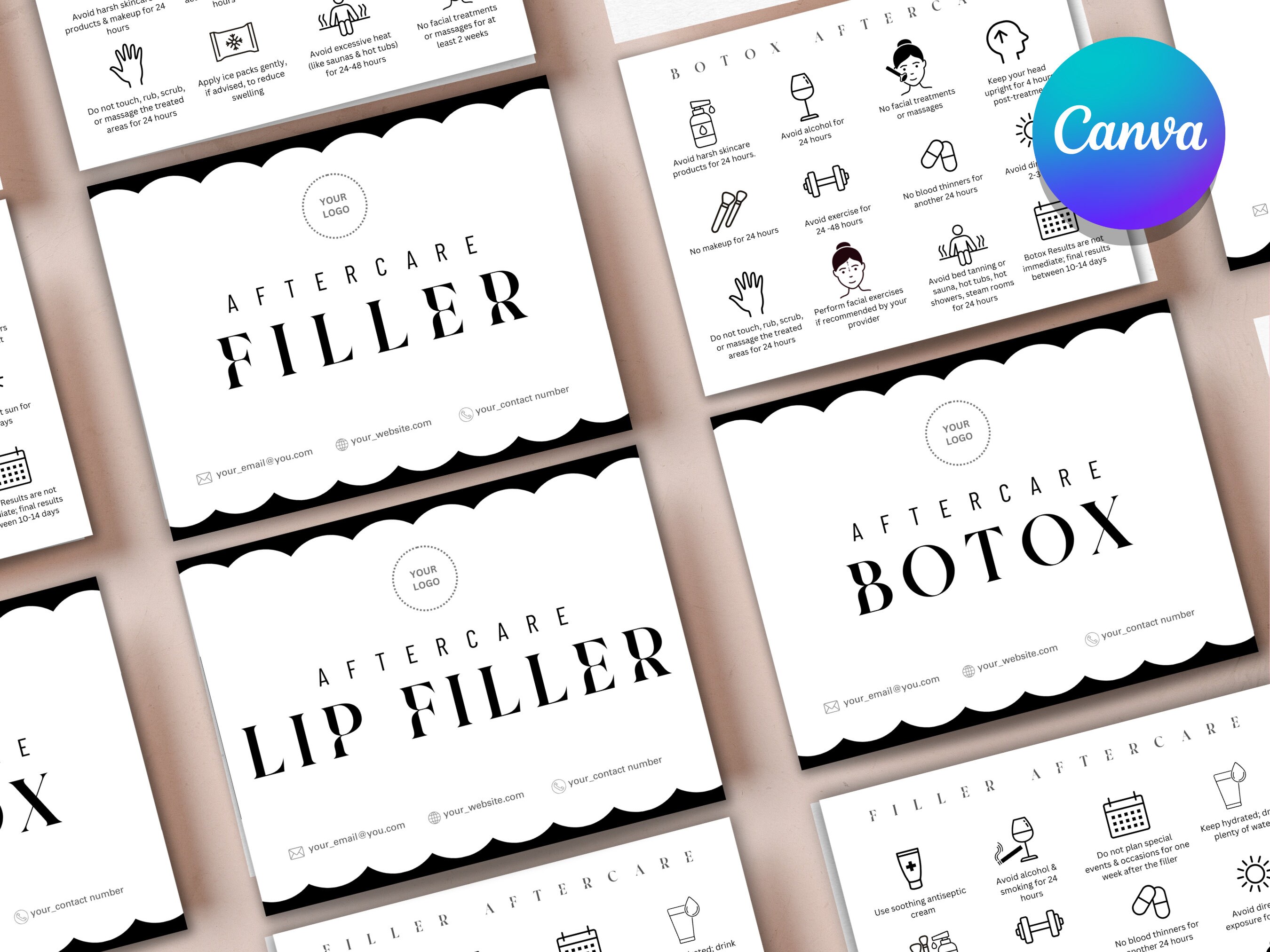Editable Botox Filler Lip Injection Aftercare Card DIY Cosmetic ...