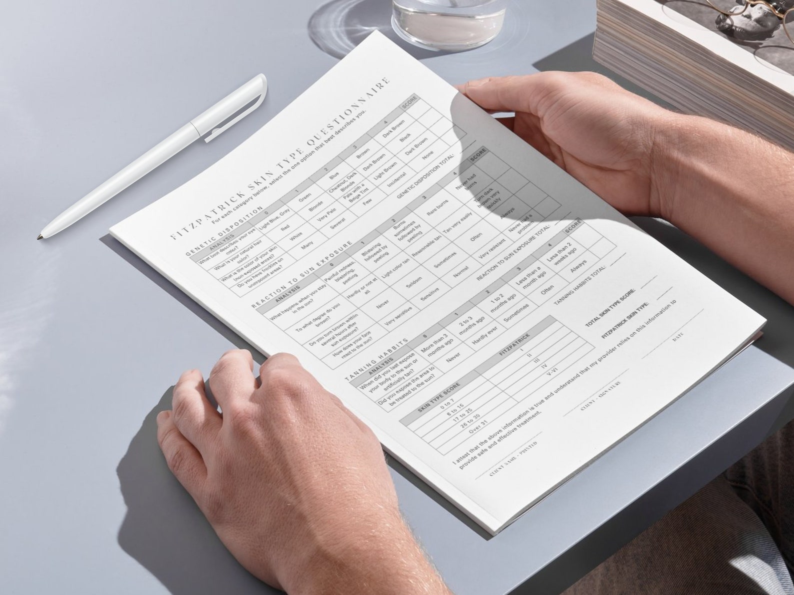 Fitzpatrick Skin Type Form Questionnaire, Esthetician Skin Type ...