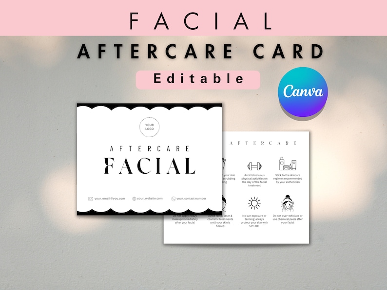 Editable Facial Aftercare Card, Esthetician Canva Template Form, Medspa ...