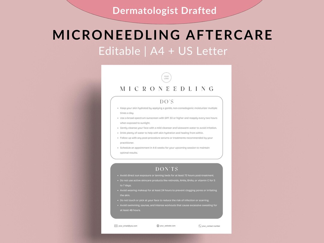 Editable Microneedling Aftercare Instructions Form, Dermapen After Care ...