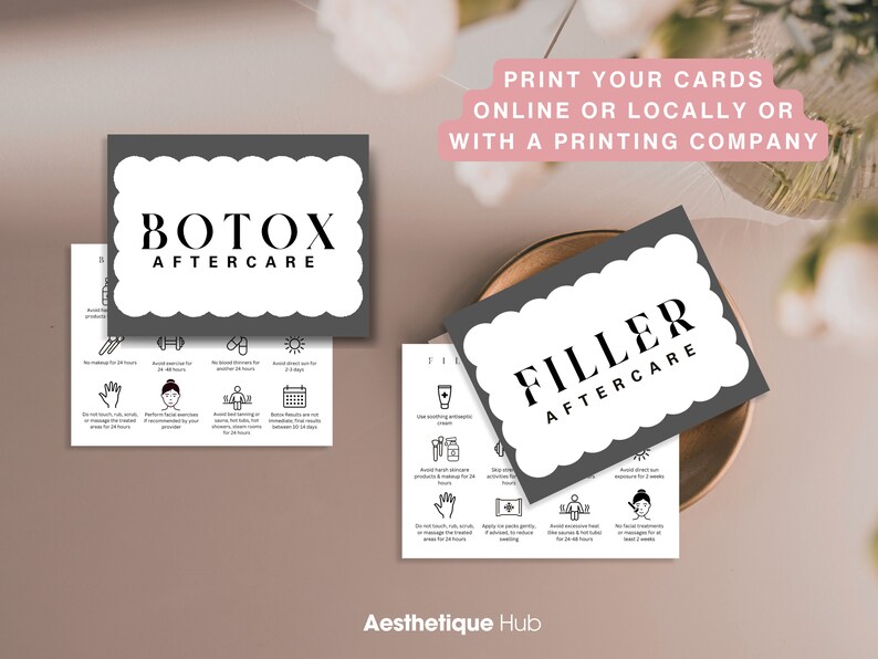 Botox and Filler Aftercare Card Bundle, Cosmetic Injection After Care ...