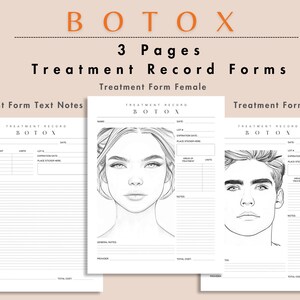 Botox Treatment Record Form With Face Chart, Injectables Patient ...