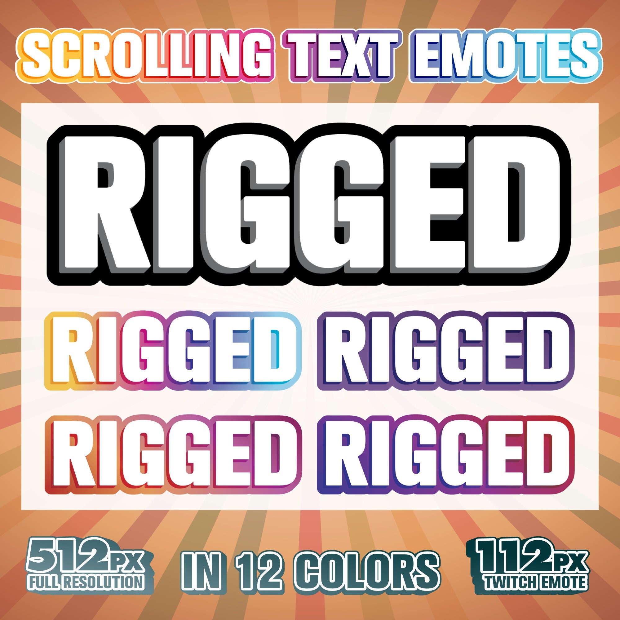 RIGGED - Animated Scrolling Text Emote for Twitch and Discord - Etsy