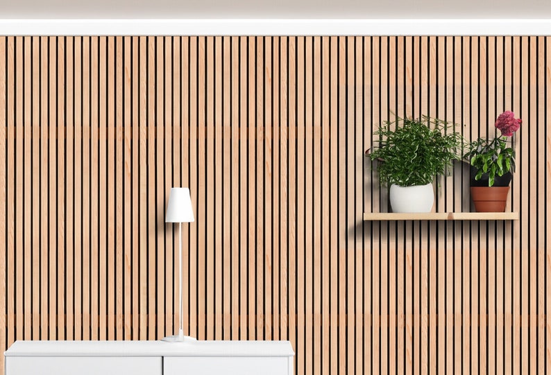 Maple Timber Slat Wallpaper Woodgrain Look White Oak Effect Simple ...