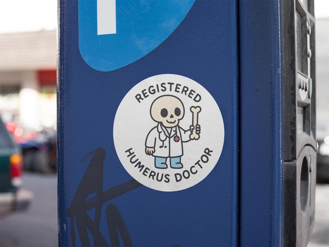 This is Humerus Skeleton Doctor Sticker, Funny Anatomy Pun Vinyl Decal ...