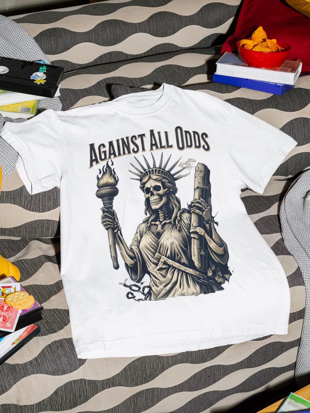 Against All Odds Shirt, Skeletal Lady Liberty T Shirt, Patriotic ...