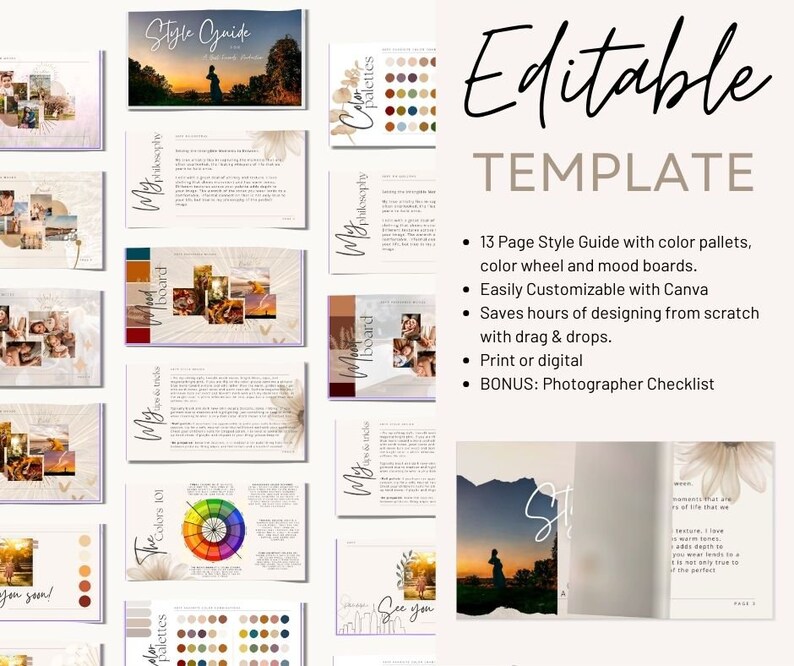 Editable CANVA Style Guide Template- Photographers - Etsy