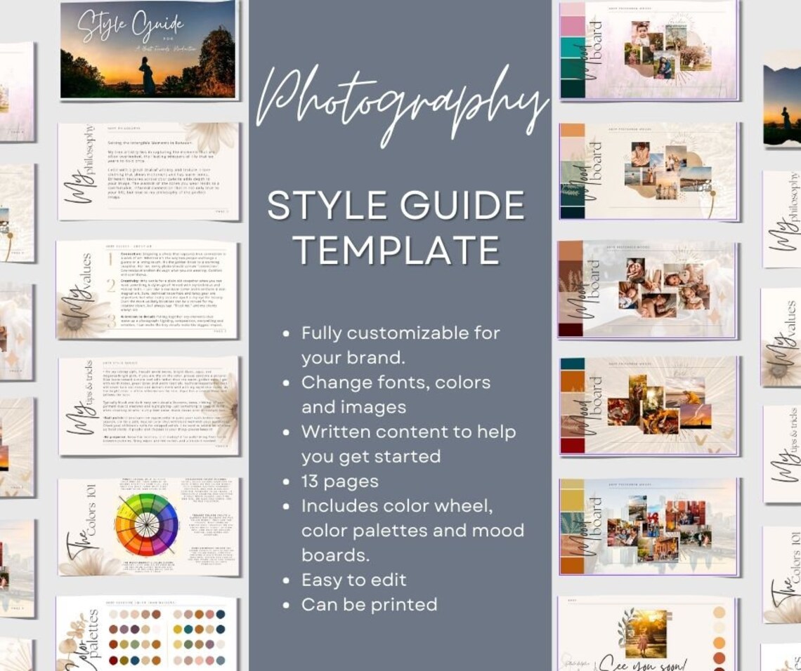 Editable CANVA Style Guide Template- Photographers - Etsy