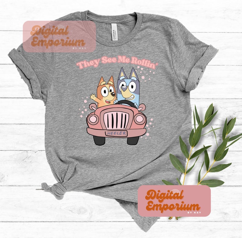Bluey and Bingo Driving in A Car Retro Vibes PNG Design Sublimation ...