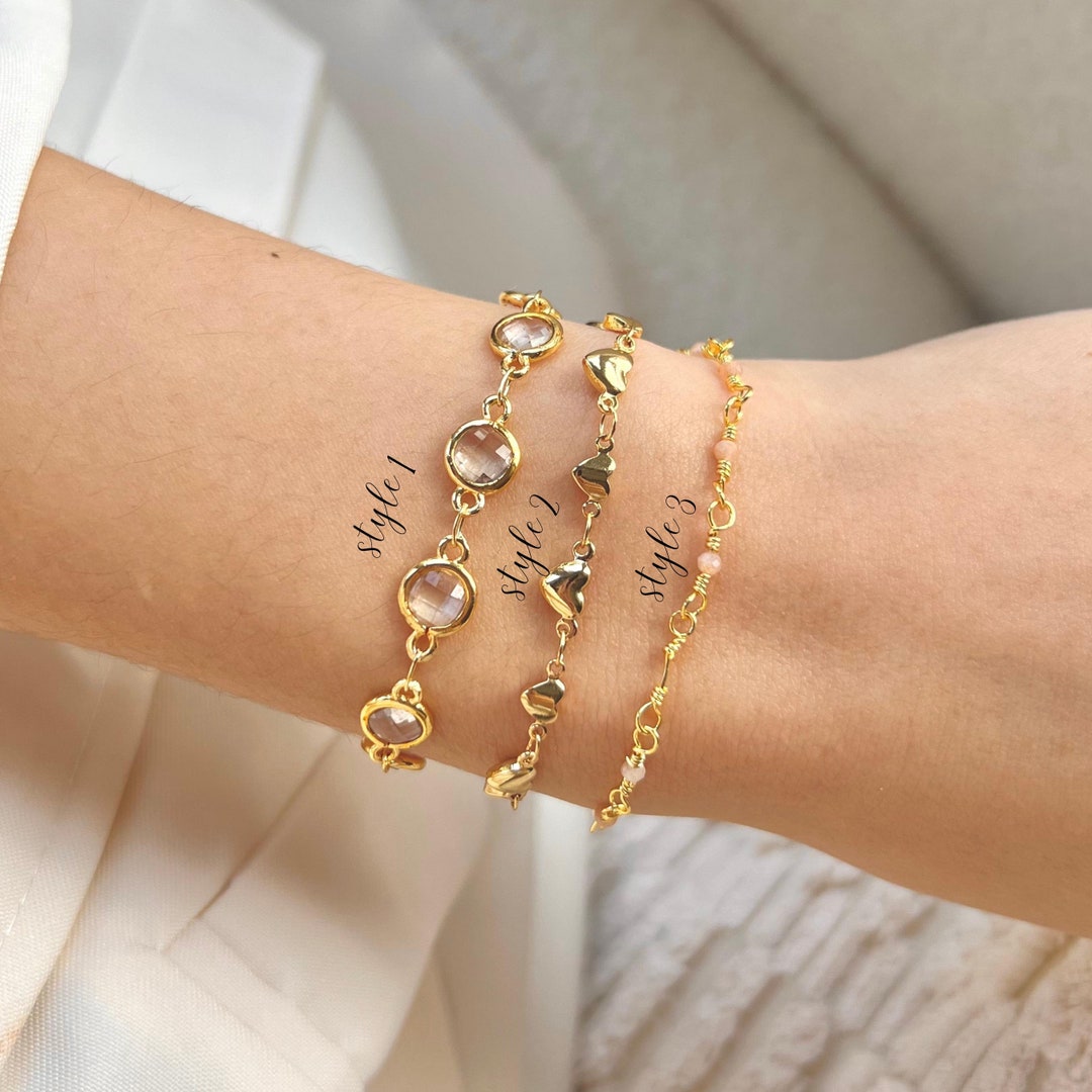 Gold Filled Layered Bracelets, Gold Bracelet Stack, Gold Dainty Chain ...