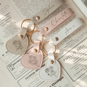 Personalised Keychain, Engraved Flower Keyring Name Keyring, Custom ...