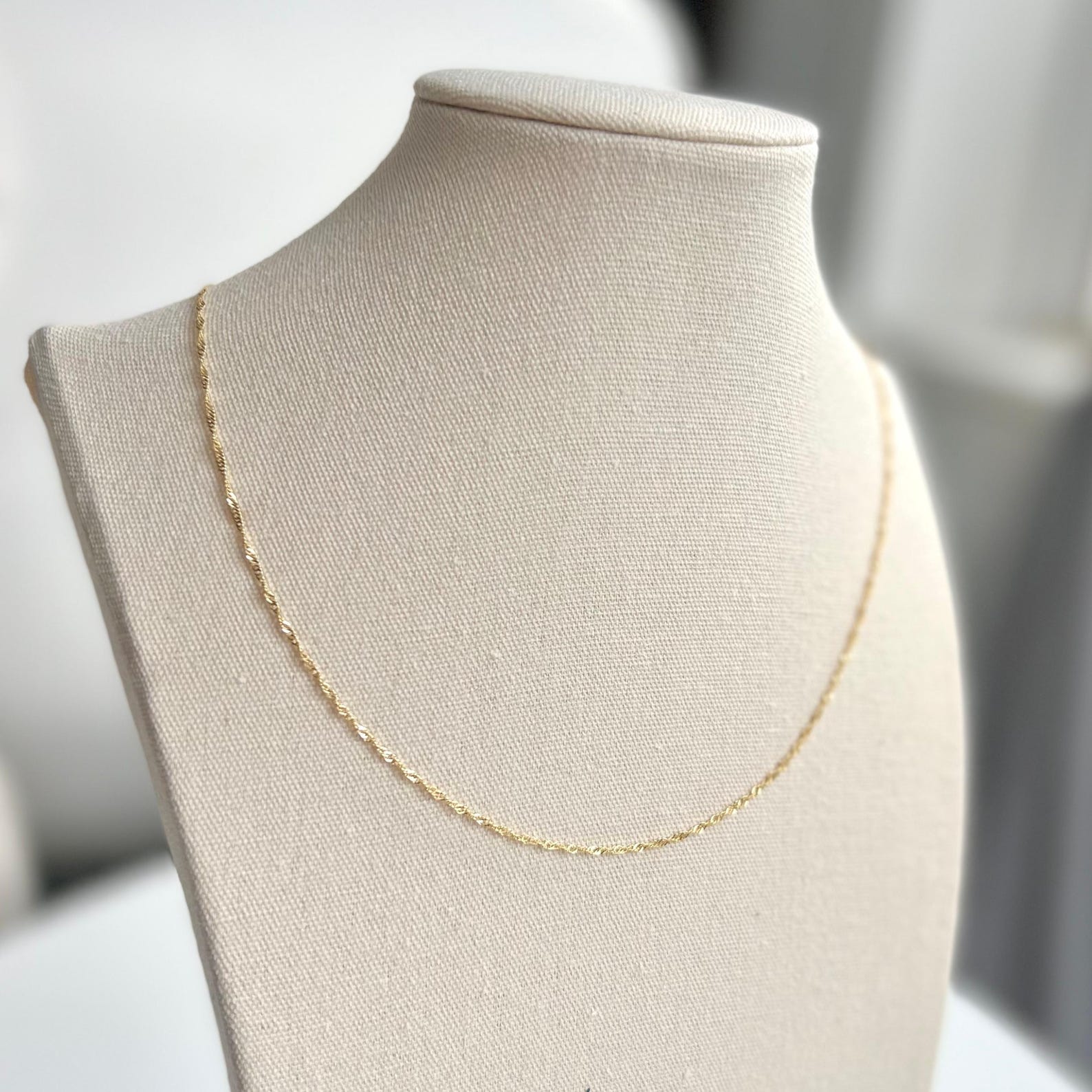 14k Gold Twisted Chain, Gold Vermeil Twisted Necklace, Dainty Silver ...