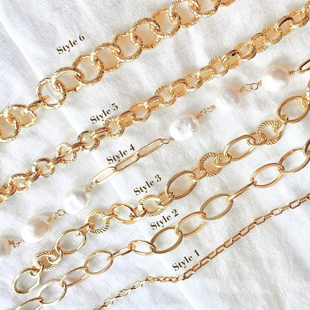14k Gold Filled Anklet, Paperclip Anklet, Gold Rolo Anklet, Pearl ...
