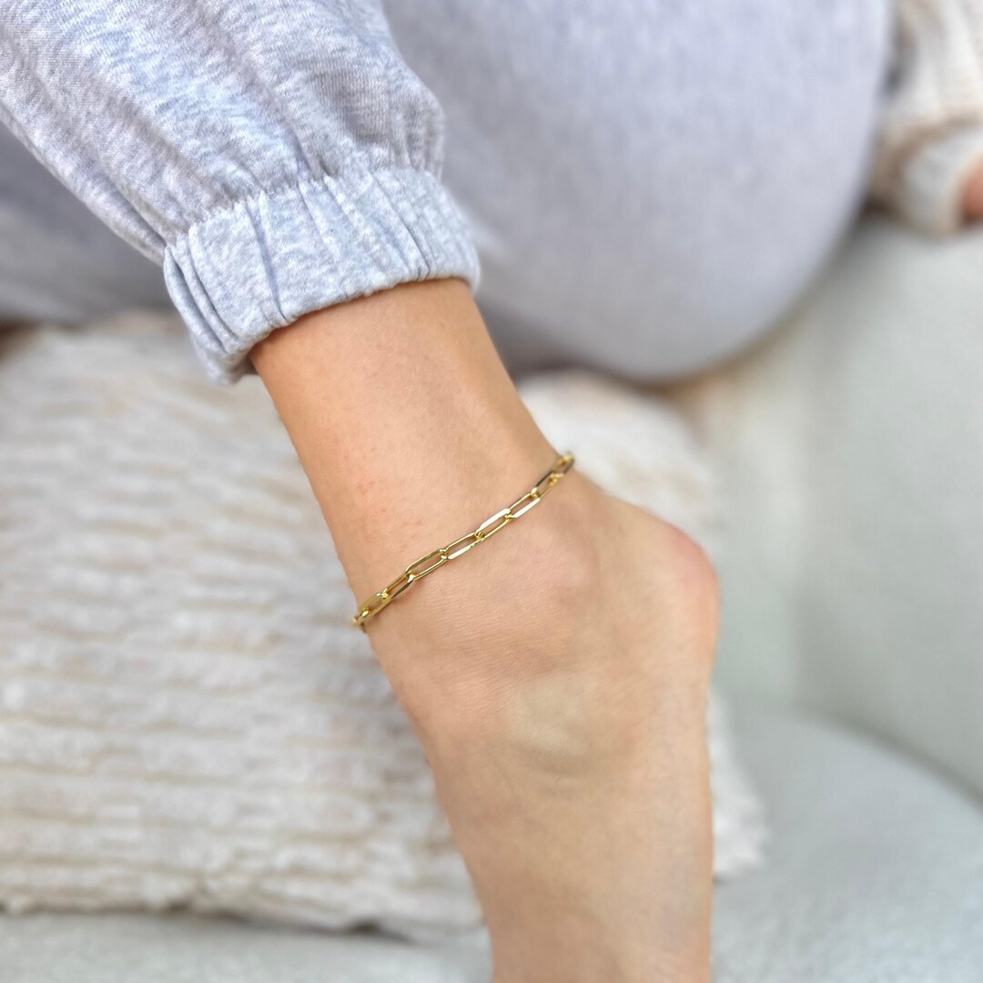 Gold Paperclip Chain Anklet, 14k Gold Filled Ankle Bracelet for Women ...