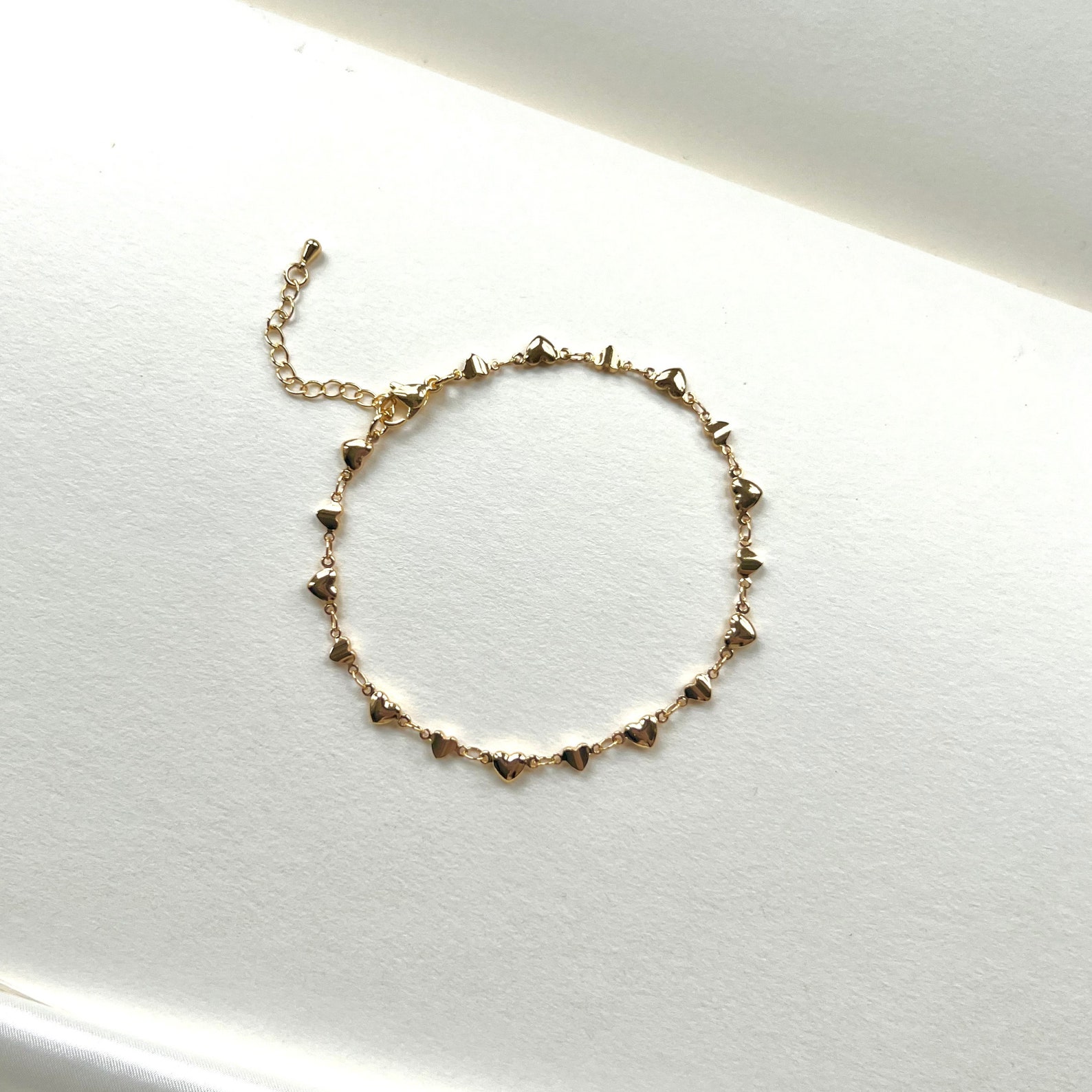 Gold Filled Chain Anklet, Heart Charm Anklet, Heart Chain Ankle ...