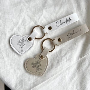 Personalised Keychain, Engraved Flower Keyring Name Keyring, Custom ...