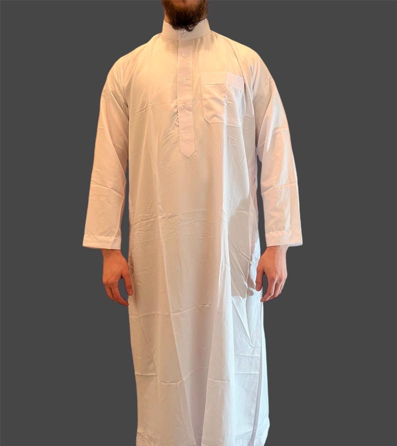 Mens Saudi Thobe Daffah White Kandura/dishdashah/jubbah/kamiss/qamees ...