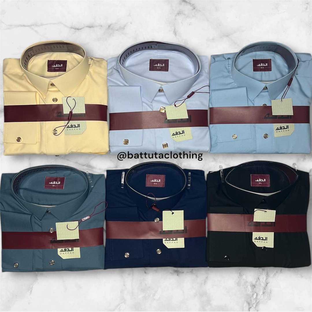 Daffah Thobe Set – 6 Premium Saudi Thobes for Men, Cuffed Sleeve Jubba, Eid Ramadan Wedding ...