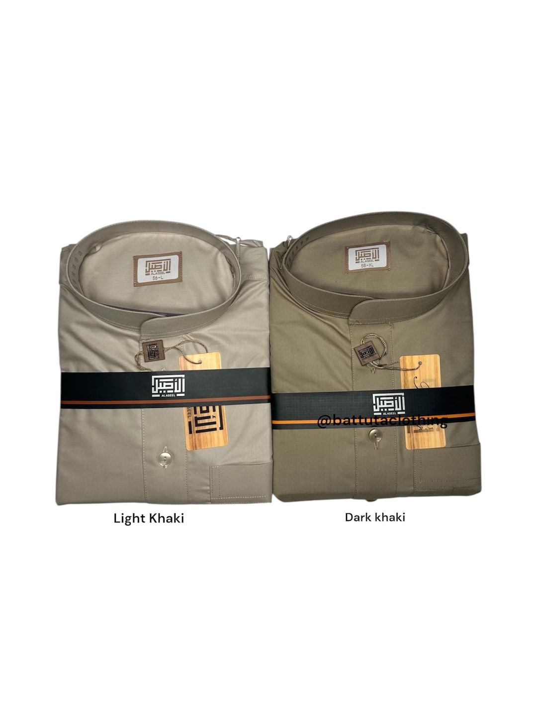 Mens Saudi Thobe Al-aseel Light Khaki Dark Khaki Kandura/dishdashah ...