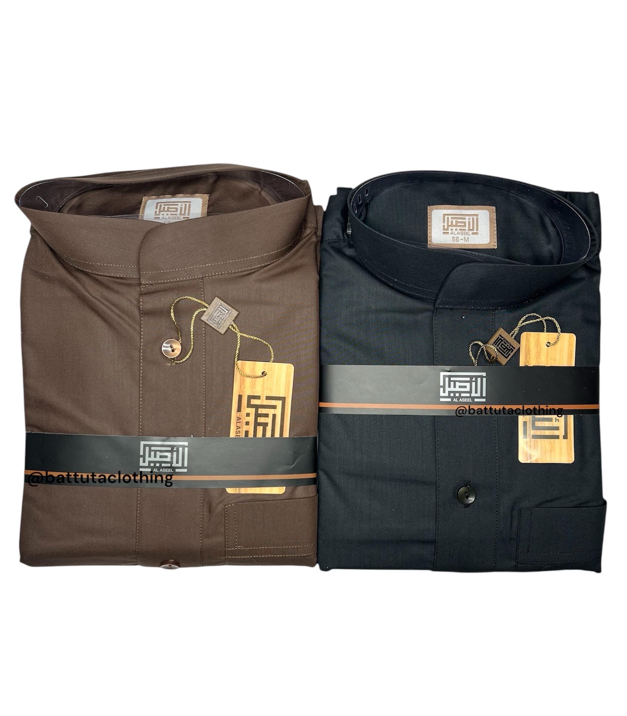 Mens Saudi Thobe Al-aseel Black Brown Kandura/dishdashah/jubbah/kamiss ...