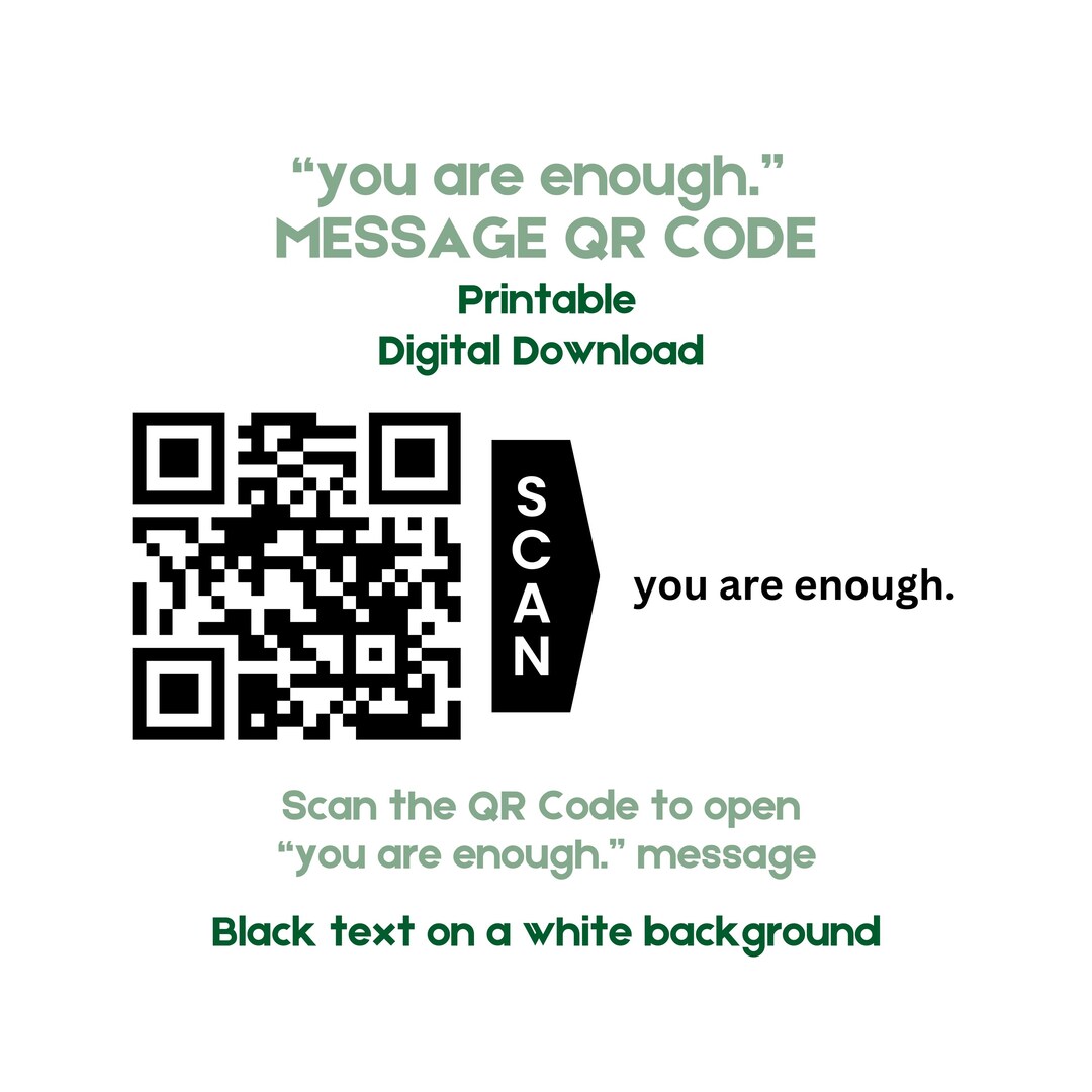 You Are Enough QR Code | Mental Health Mindfulness Wellness You Are ...