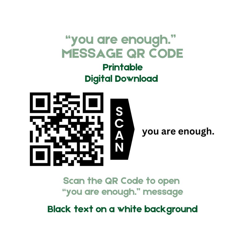You Are Enough QR Code | Mental Health Mindfulness Wellness You Are ...