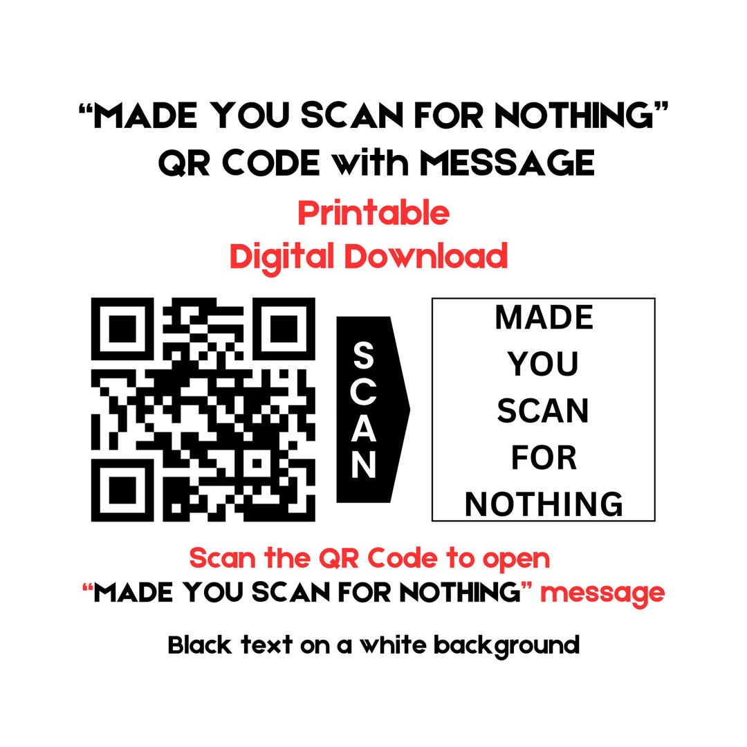 Funny 'made You Scan for Nothing' QR Code - Gag Gift (digital Download ...