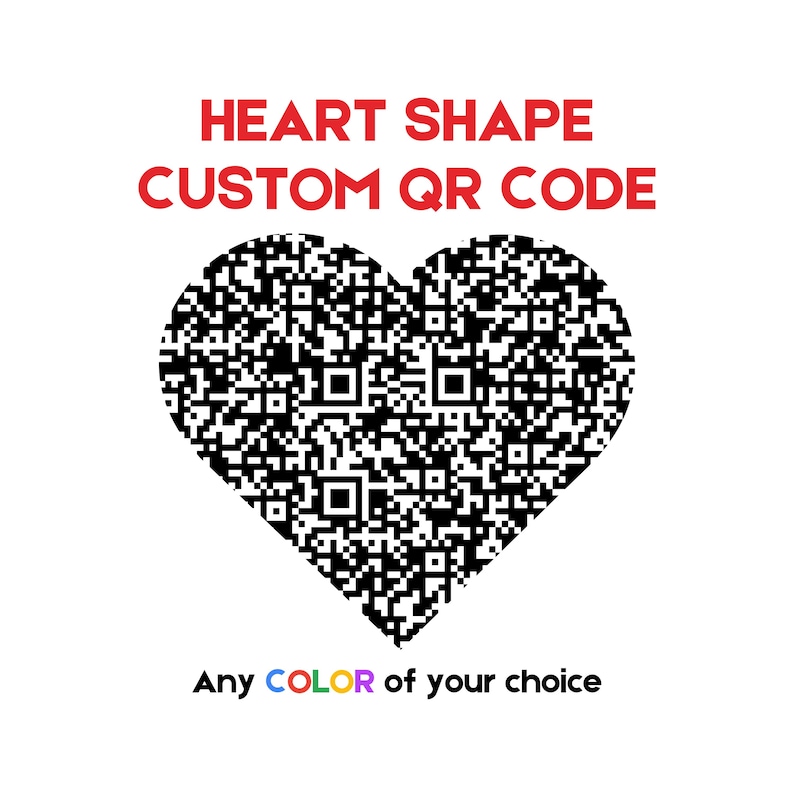 Heart Shaped Custom QR Code in Heart Shape Art for Weddings, Anniversaries, Gifts, Events, and ...
