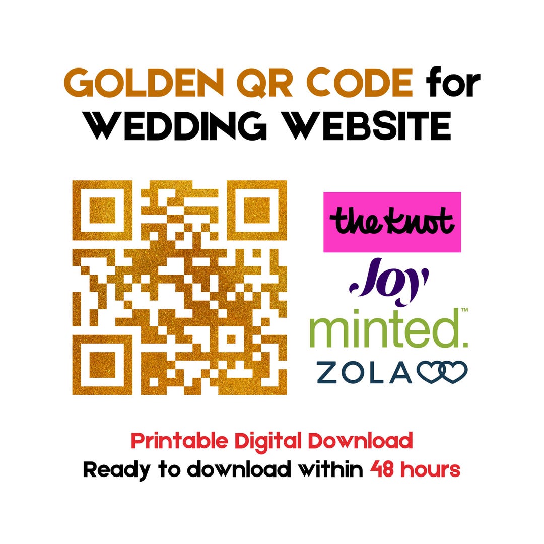 Golden QR Code for Wedding Website, Gold Texture Custom QR Code Wedding ...